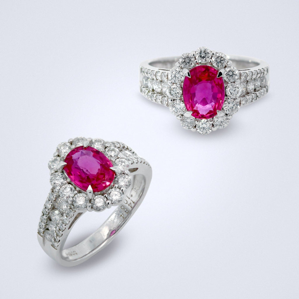 Platinum Ruby Blossom Diamond Ring – Benny's Gems Creations